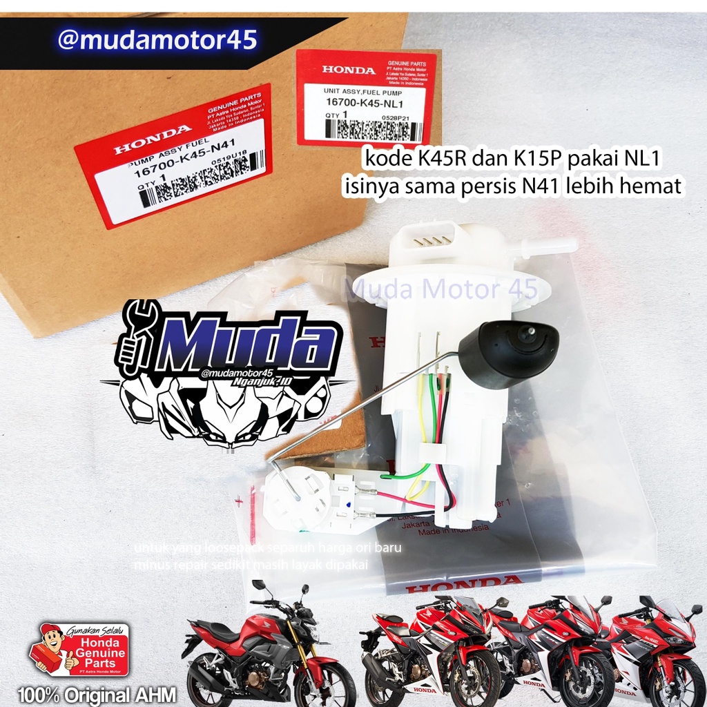 Jual FUELPUMP CBR150R LED K45G K45N K45R CB150R K15P CB150X 16700-K45-NL1-N41 POMPA BENSIN FUEL ...