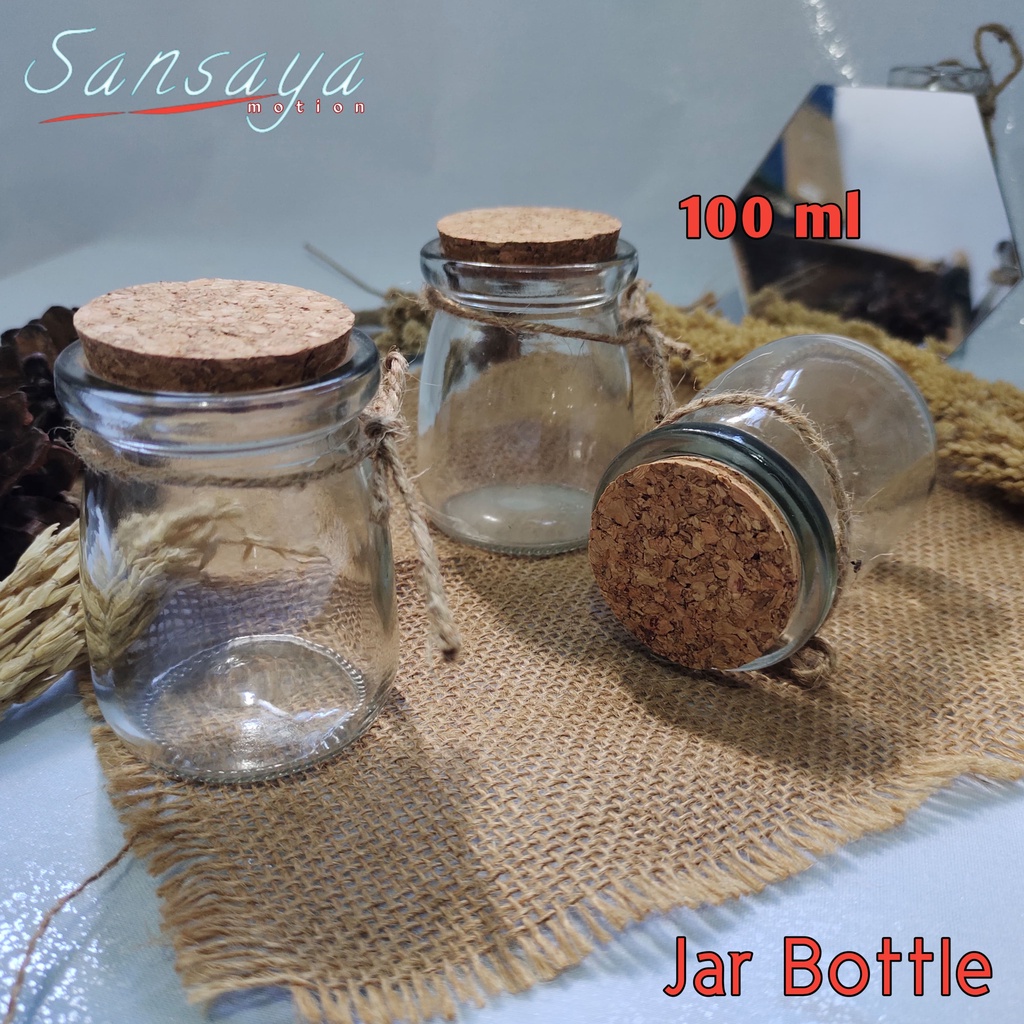 Jual Jar Botol Kaca Tutup Kayu Wadah Puding Madu Bumbu 100ml 150ml ...