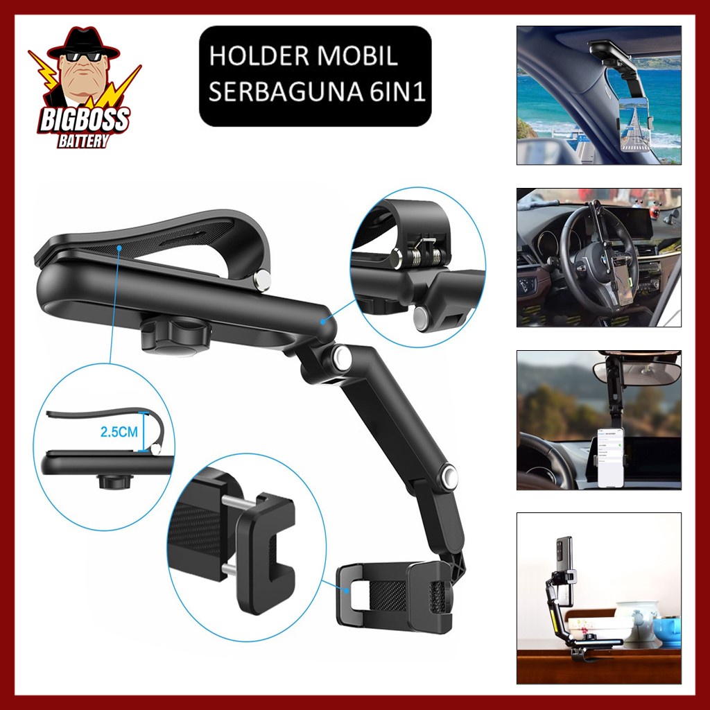 Jual Car Phone Holder Hp Mobil Stand Smartphone Mount Sun Visor 6IN1 ...