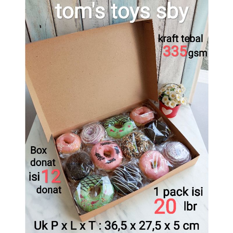 Jual Box Dus Kotak Kemasan Donat isi 12 Kraft paper 335 gsm full ...