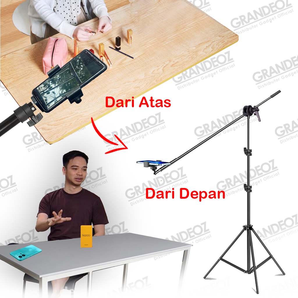 Jual Overhead Tripod + Holder 360 Light Stand Boom Arm Angle bracket ...
