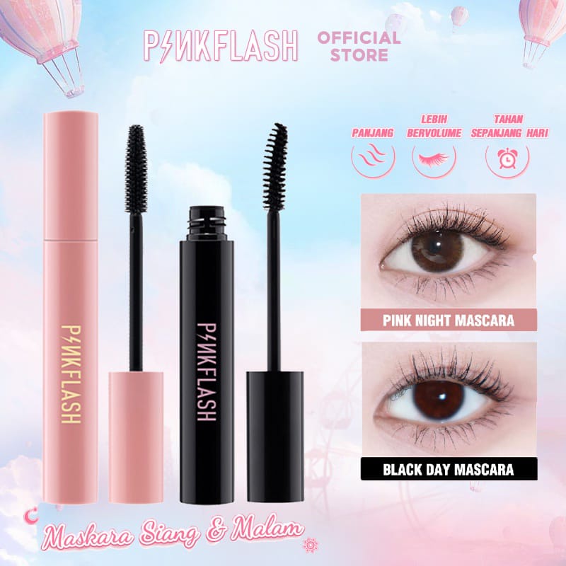 Jual ARJUNA PINKFLASH Day Lengthening Waterproof Fiber filled Mascara/ PINKFLASH OILPROOF CURLY ...