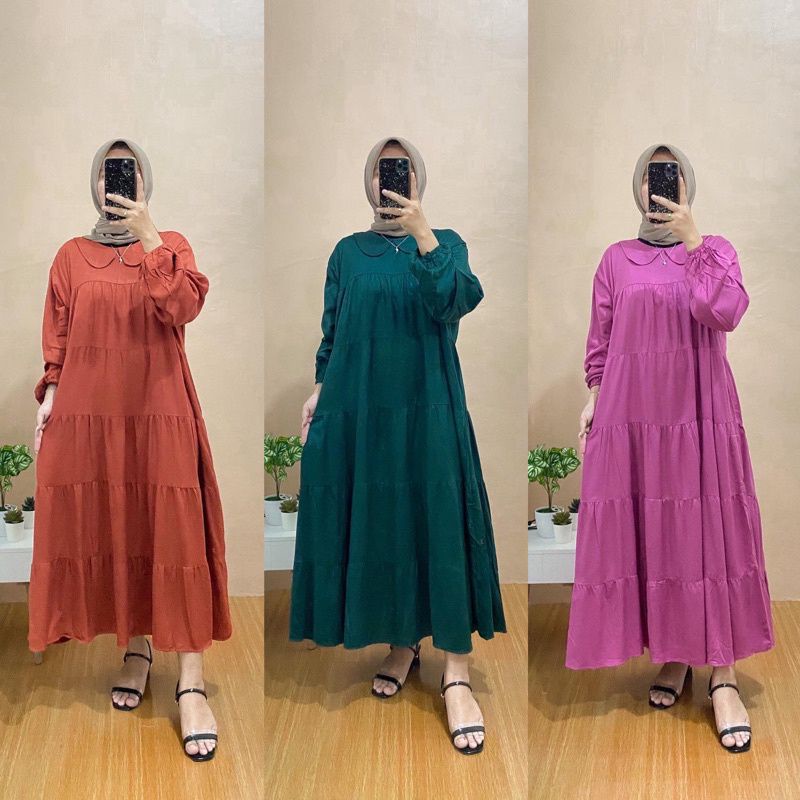 Jual MIDI DRES RAYON PREMIUM DRES POLOS BUSUI FRIENDLY | Shopee Indonesia