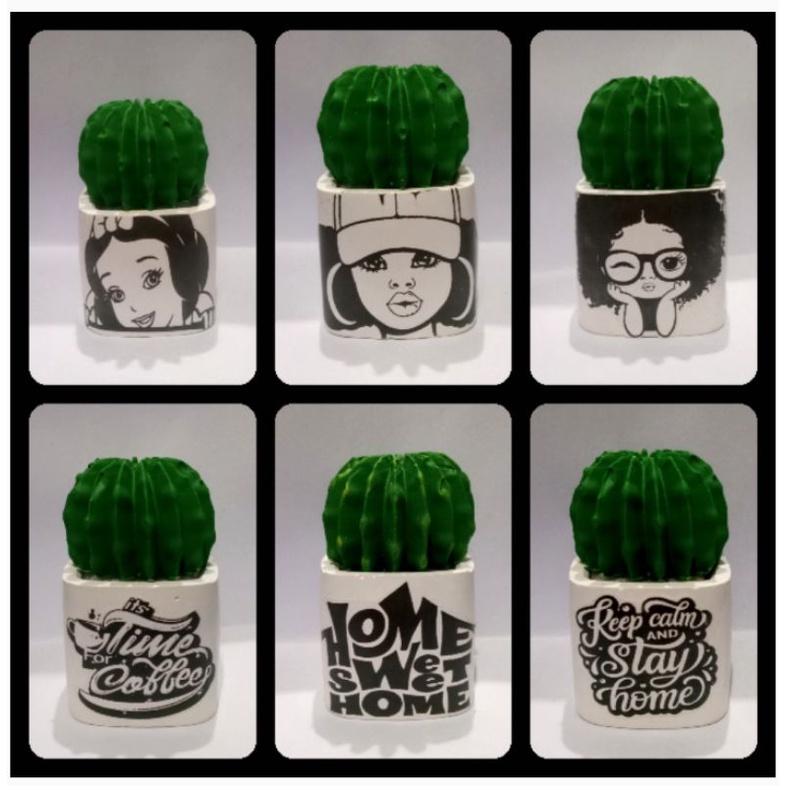Jual pot/pot mini/pot lucu/kaktus artificial/kaktus buatan/pot gambar ...