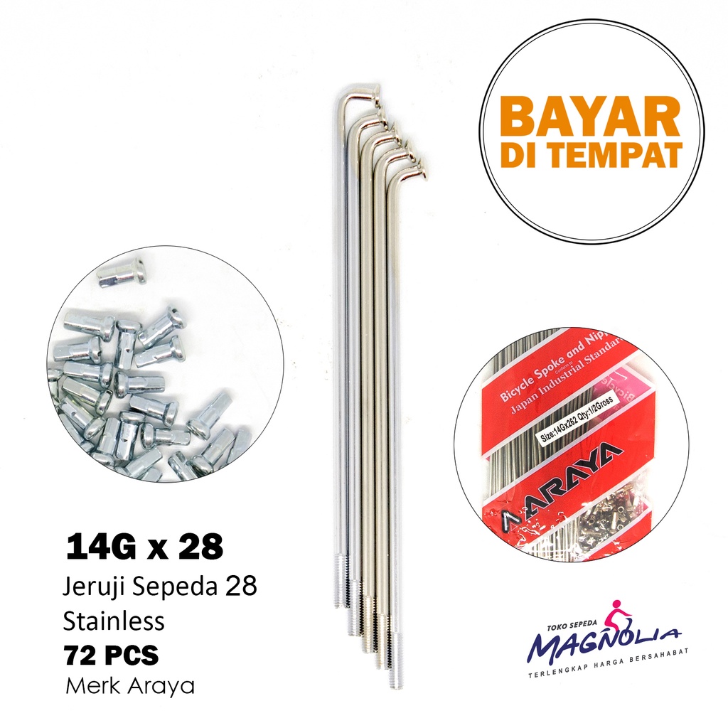 Jual Jari Jeruji Sepeda 28 Bicycle Spokes 14G x 28 Stainless Araya ...