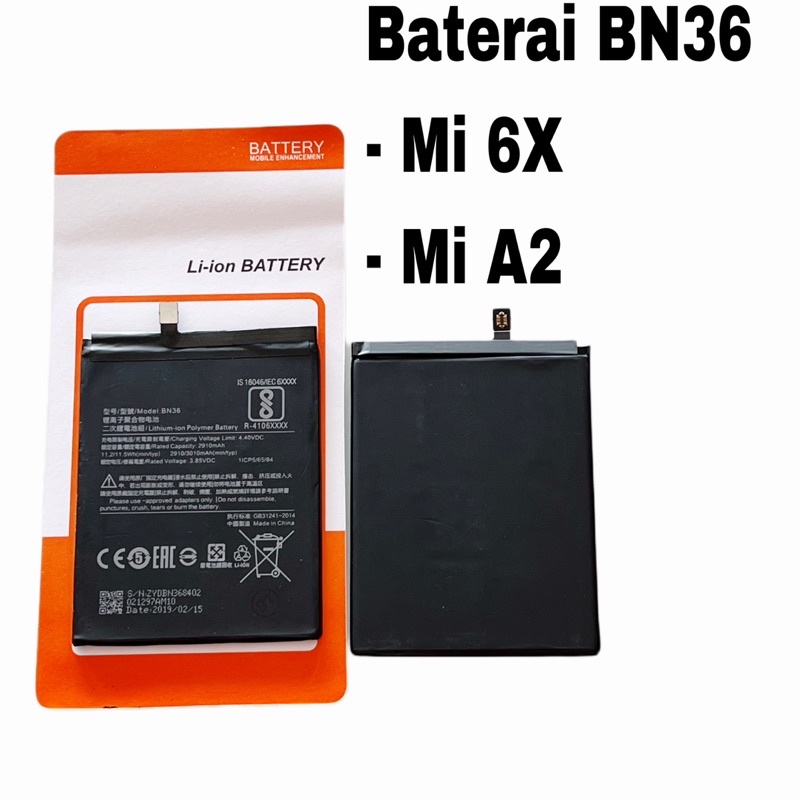 Jual BATERAI BN36 COMPATIBLE FOR MI A2 / MI 6X | Shopee Indonesia