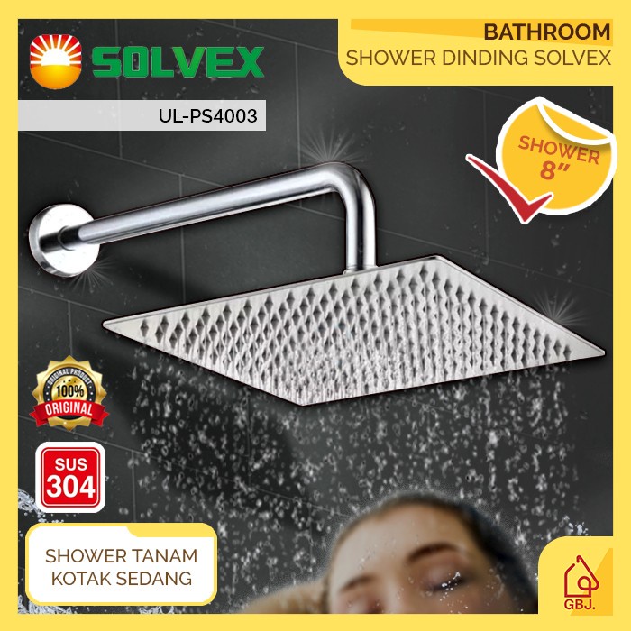 Jual SHOWER TANAM TEMBOK PERSEGI 8" STAINLESS SUS304 SOLVEX / WALL ...