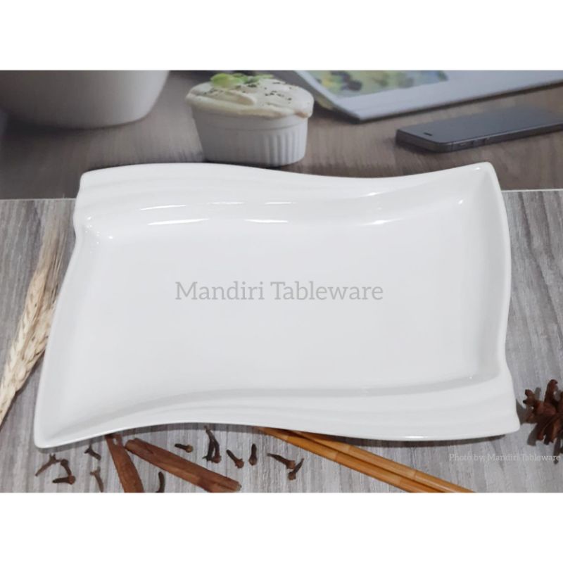 Jual Piring Saji Persegi Keramik | Tebal | Putih Polos | Premium ...
