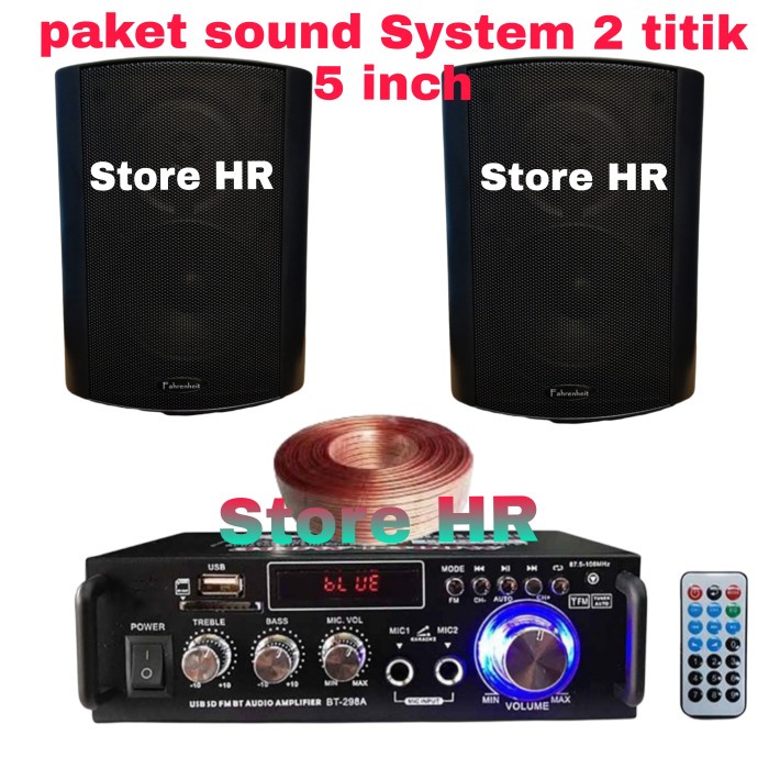 Jual Paket Sound System Cafe Speaker Fahrenheit 5 Inch Amplifier Usb 2 ...