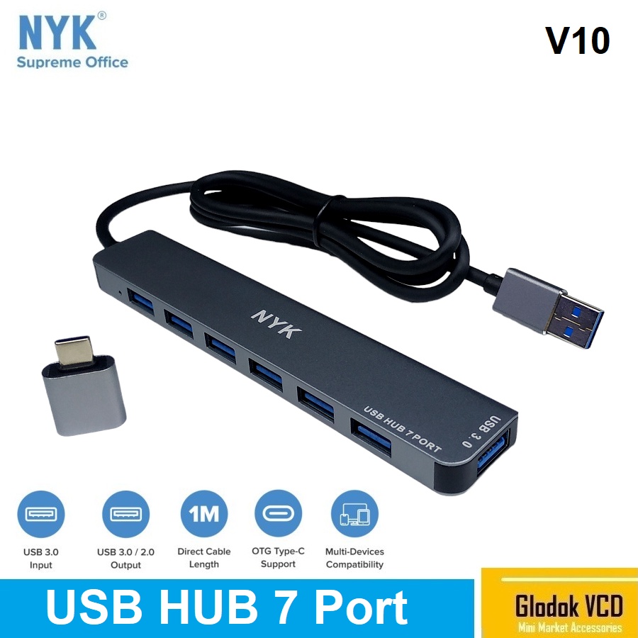 Jual NYK USB HUB 7 Port USB 3.0 / 2.0 V10 | Shopee Indonesia