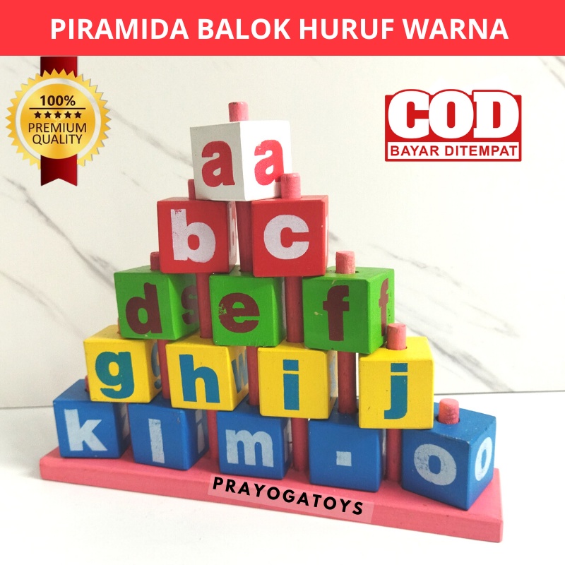 Jual Mainan Balok Susun Piramida Huruf Alfabet / Mainan Edukasi Untuk ...