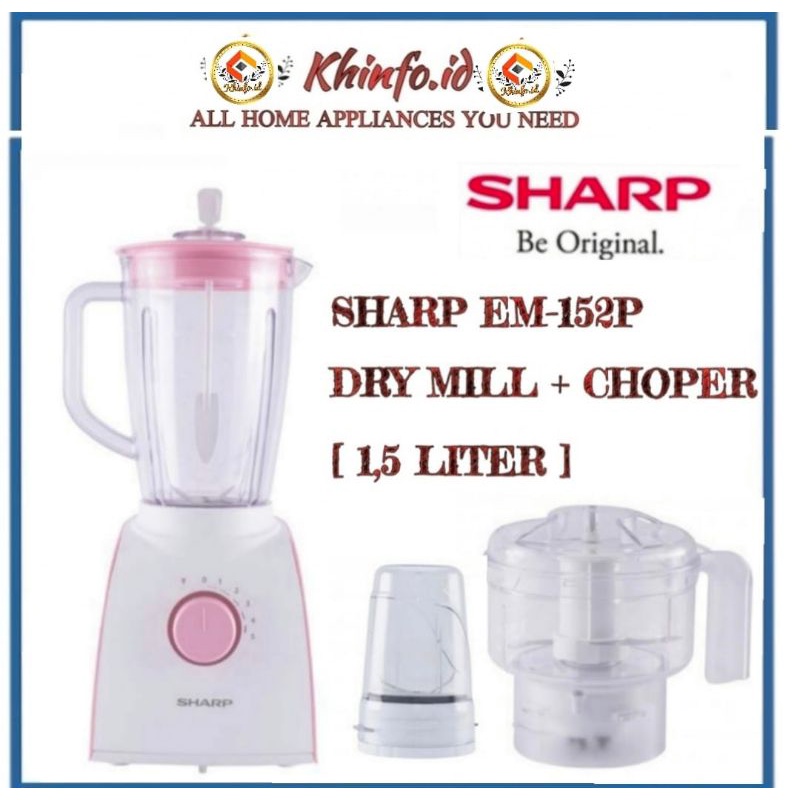 Jual SHARP BLENDER 3 IN1 EM 152P (PLASTIK) BLENDER+CHOPER+DRY MILL ...