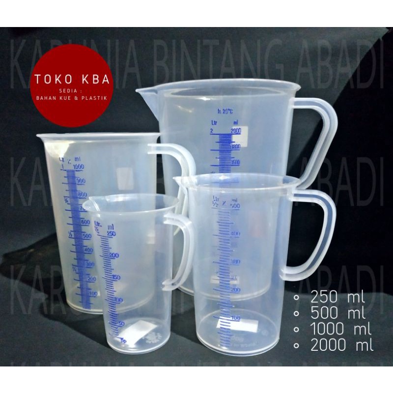 Jual Gelas Takar Ukur Takaran Air Plastik 250 | 500 | 1000 | 2000 ml | Shopee Indonesia