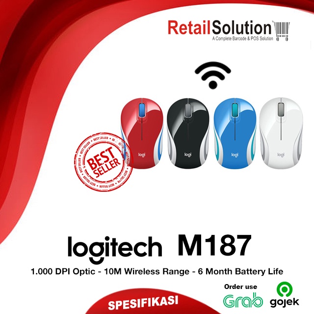 Jual Mouse Wireless Mini 2.4GHz USB Dongle - Logitech M187 M-187 Garansi Resmi | Shopee Indonesia