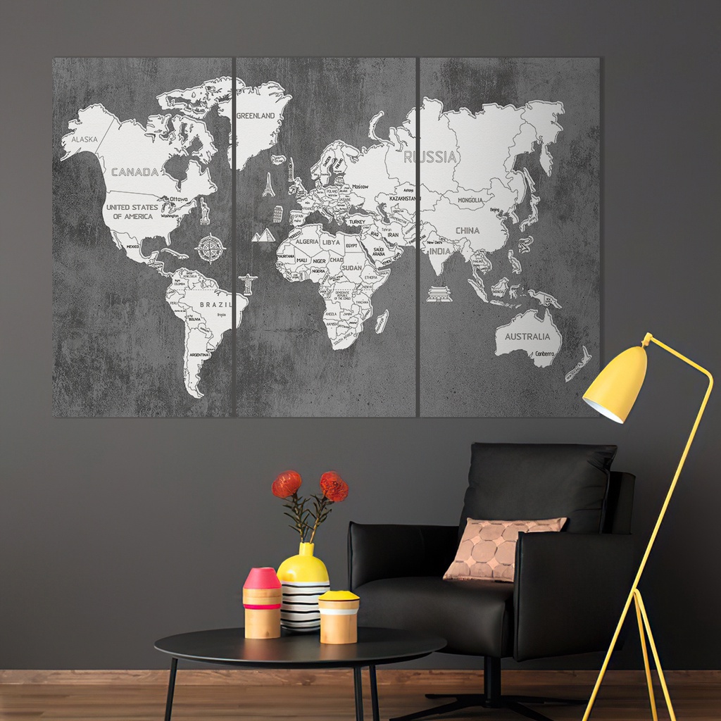 Jual [90X60] Wall Decor Hiasan Dinding Peta Dunia World Map Vintage ...