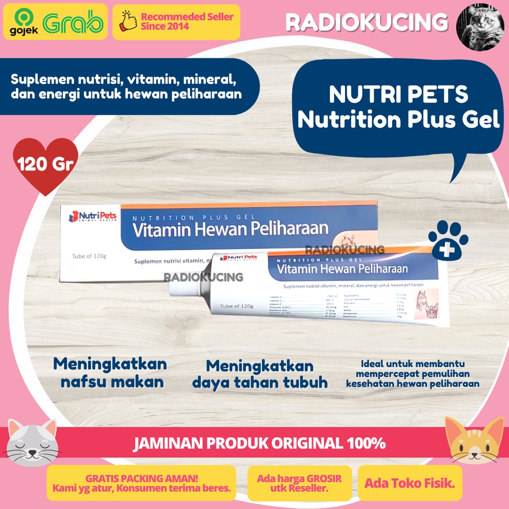 Jual NUTRI PETS 120 gr Nutrition Plus Gel Suplemen Nutrisi Vitamin Mineral Energi Hewan Kucing ...