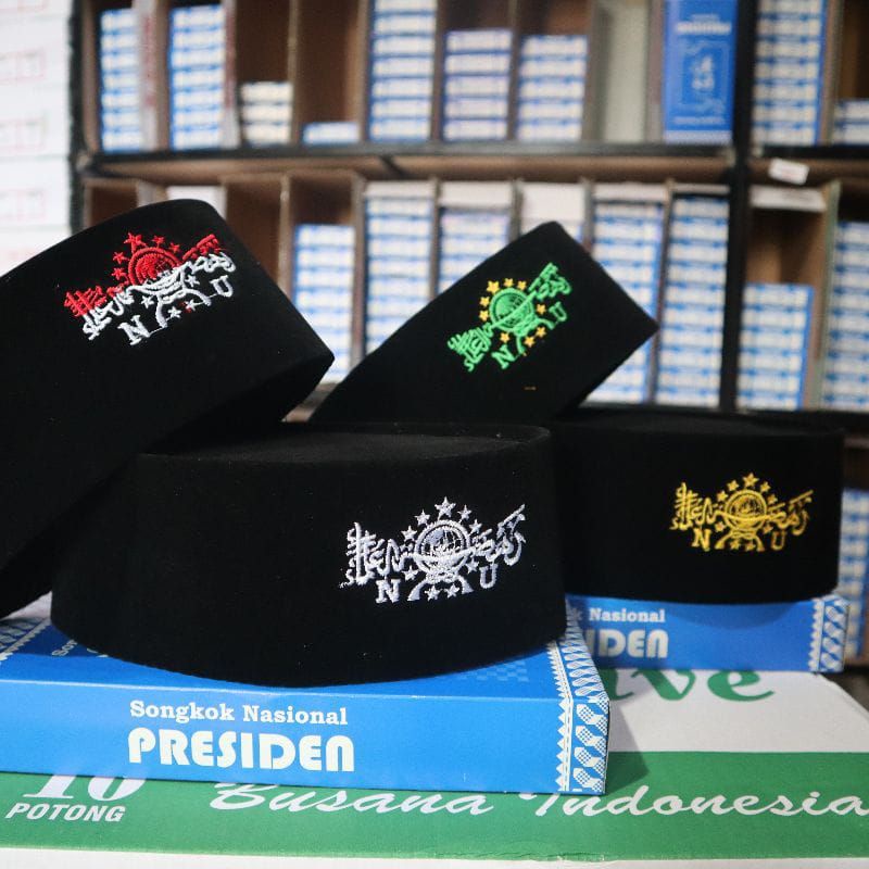 Jual Songkok peci Logo Nu kopyah hitam tinggi 9cm | Shopee Indonesia