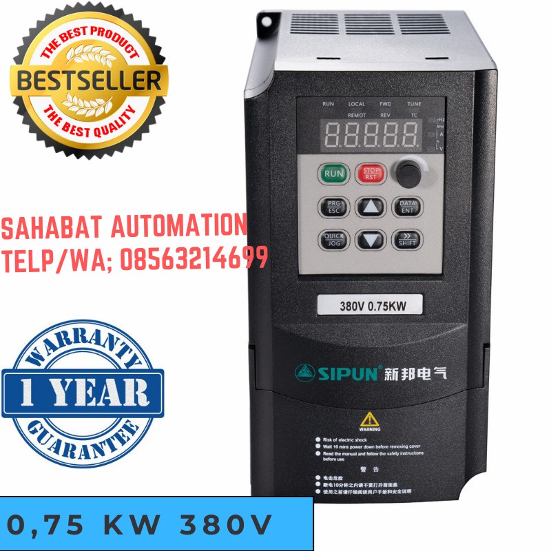 Jual Inverter 0.75KW 0,75KW 1 HP 380V 3Phase VFD Motor Dinamo 1HP Sipun ...