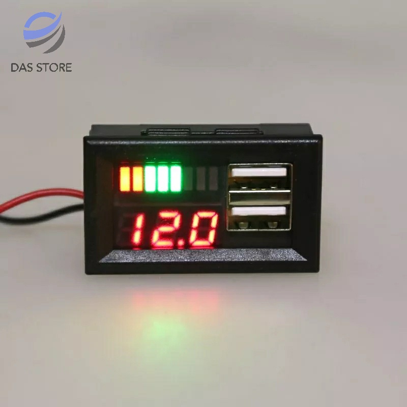 Jual Voltmeter Indikator Baterai 12V dengan Dual USB Output 5V 2.1A fast charging | Shopee Indonesia