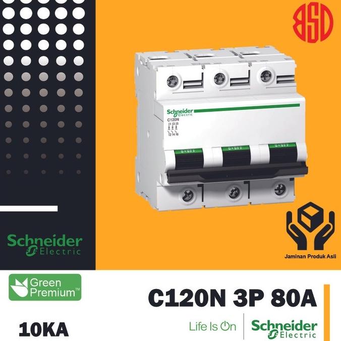 Jual MCB 3P 80A 3 PHASE 80 AMPERE 10KA SCHNEIDER C120N A9N18365 ORIGINAL ---READY--- | Shopee ...
