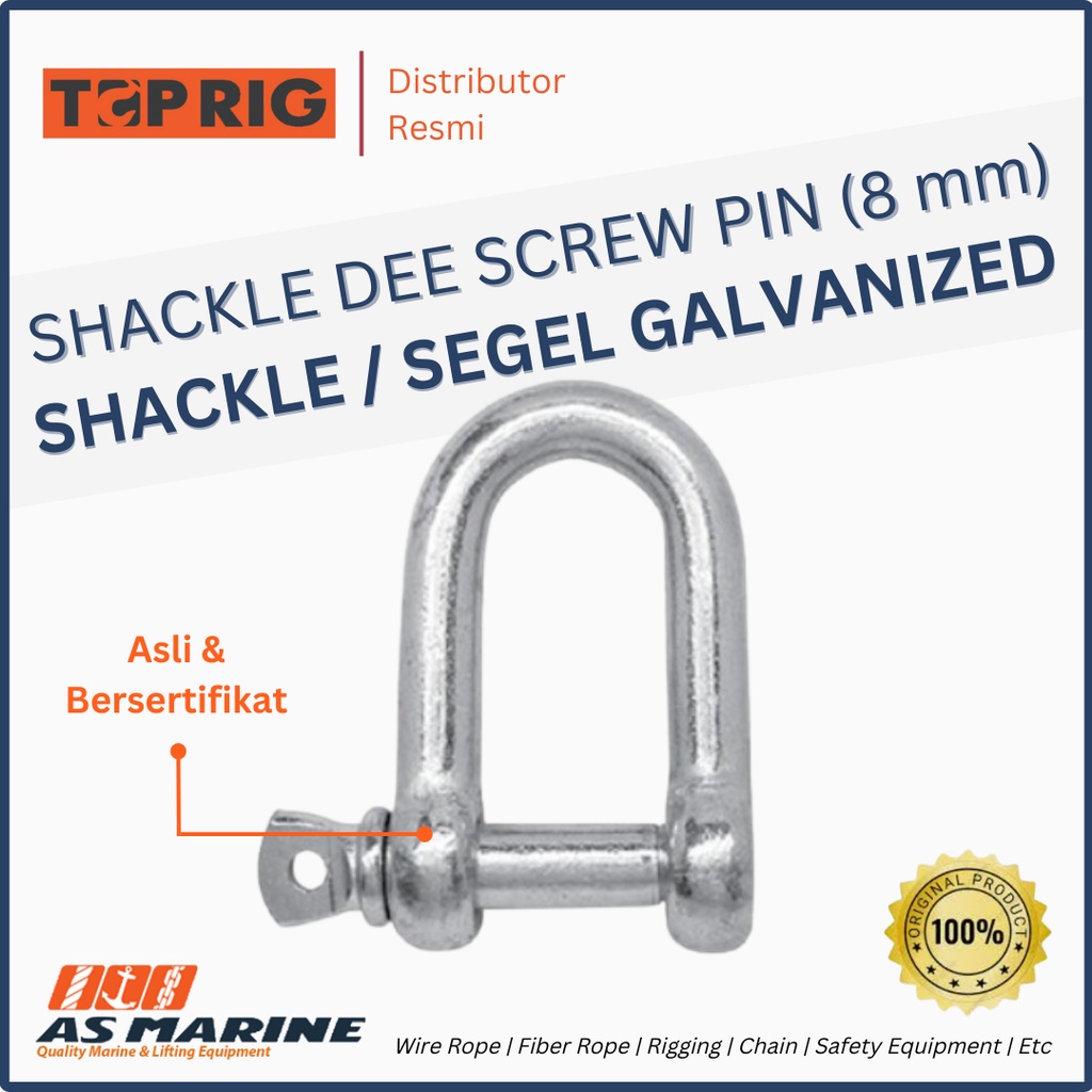 Jual TOPRIG Shackle Dee / Segel D Galvanized Screw Pin 8 mm | Shopee ...