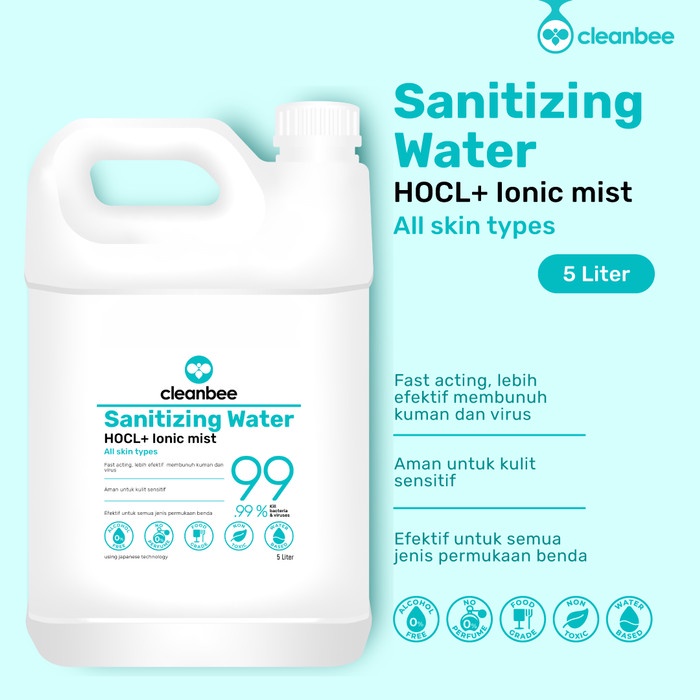 Jual Disin Cleanbee Hocl Sanitizing Water 5 L (Food Grade Sanitizer ...