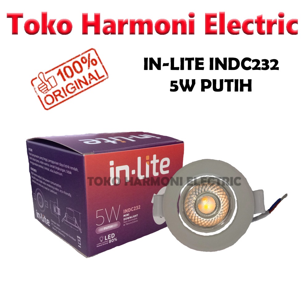 Jual LAMPU SPOTLIGHT INLITE INDC232 5WATT PUTIH | Shopee Indonesia
