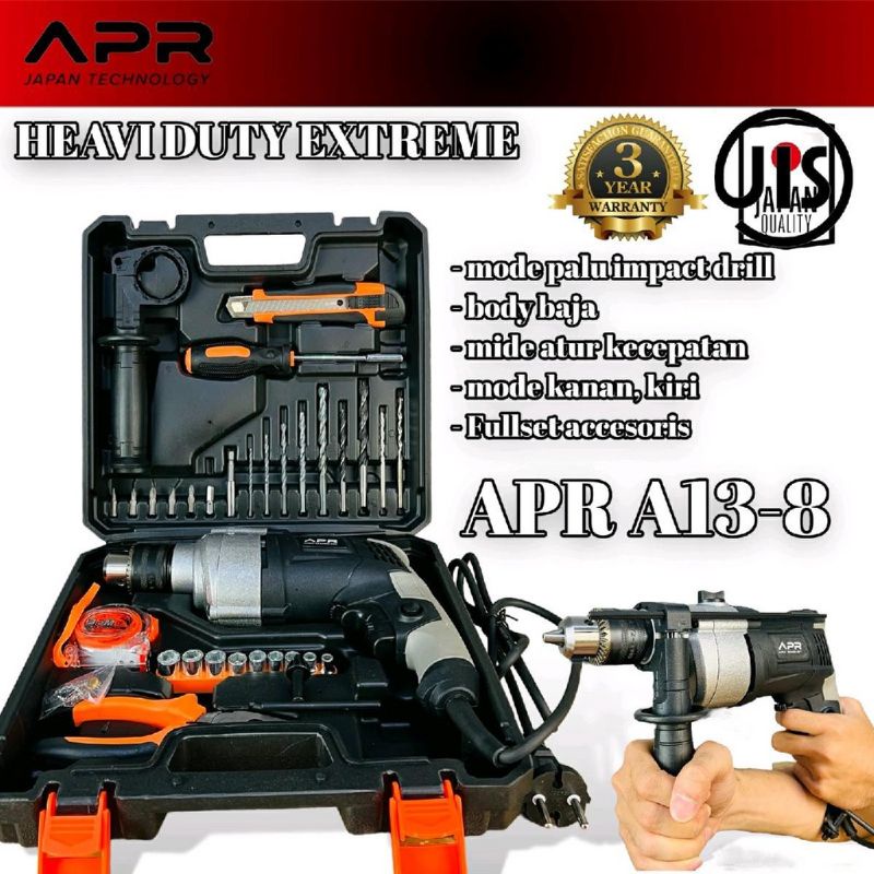 Jual APR Mesin Bor 13-8 Impact Drill Body Baja Lengkap Koper | Shopee ...