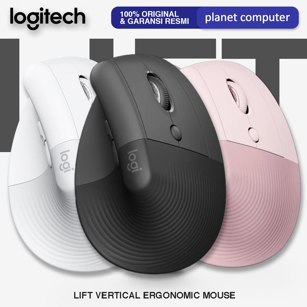 Jual Logitech LIFT Mouse Ergonomic Vertical Wireless Bluetooth Silent ...
