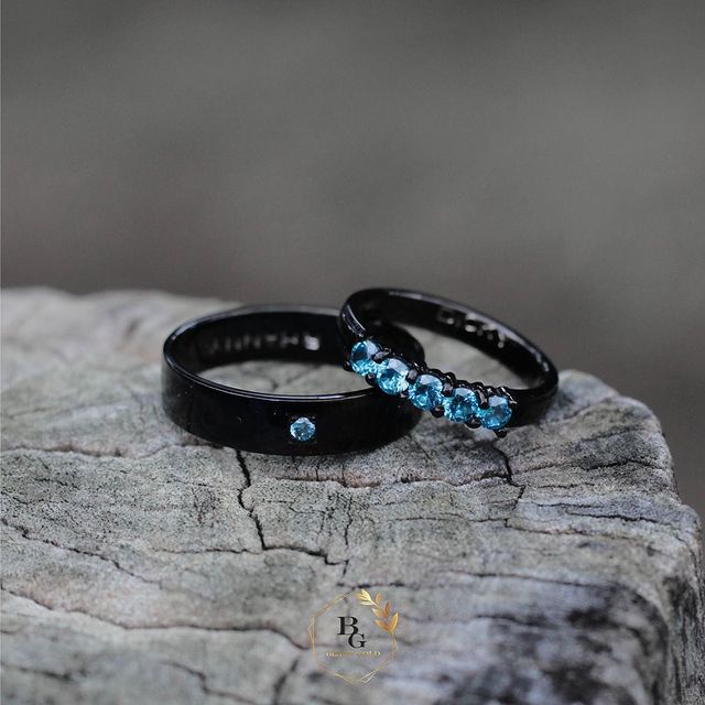Jual Cincin Rustic Couple Perak/Silver Finishing Hitam Glossy Ring With ...