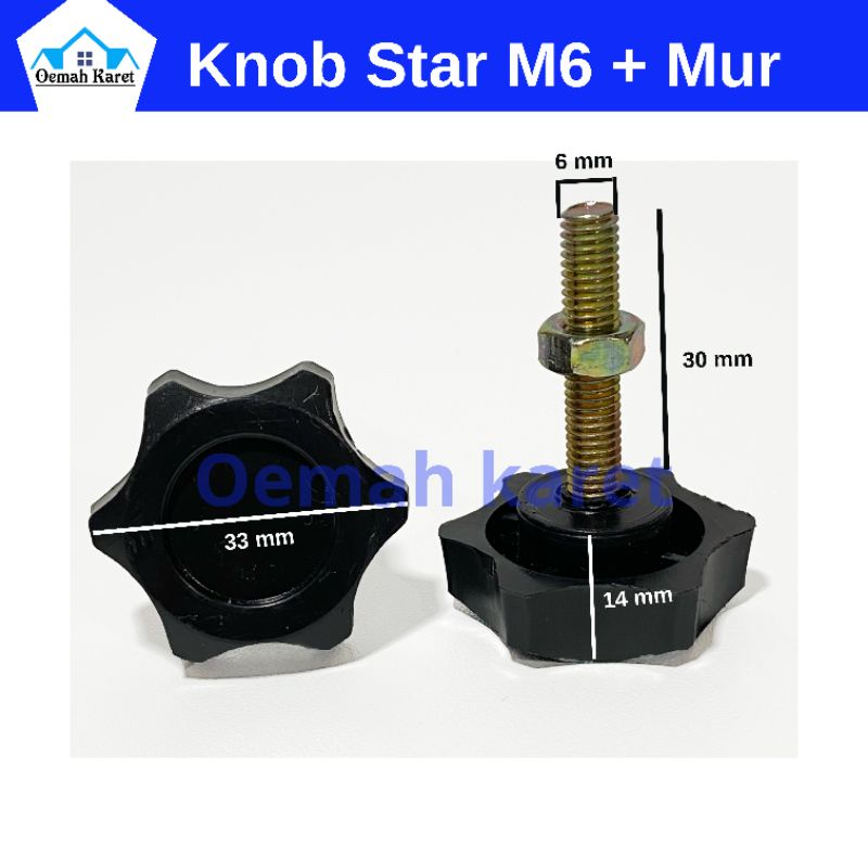Jual Knob Star Adjuster Baut M6 T30 + Mur 2PCS | Shopee Indonesia