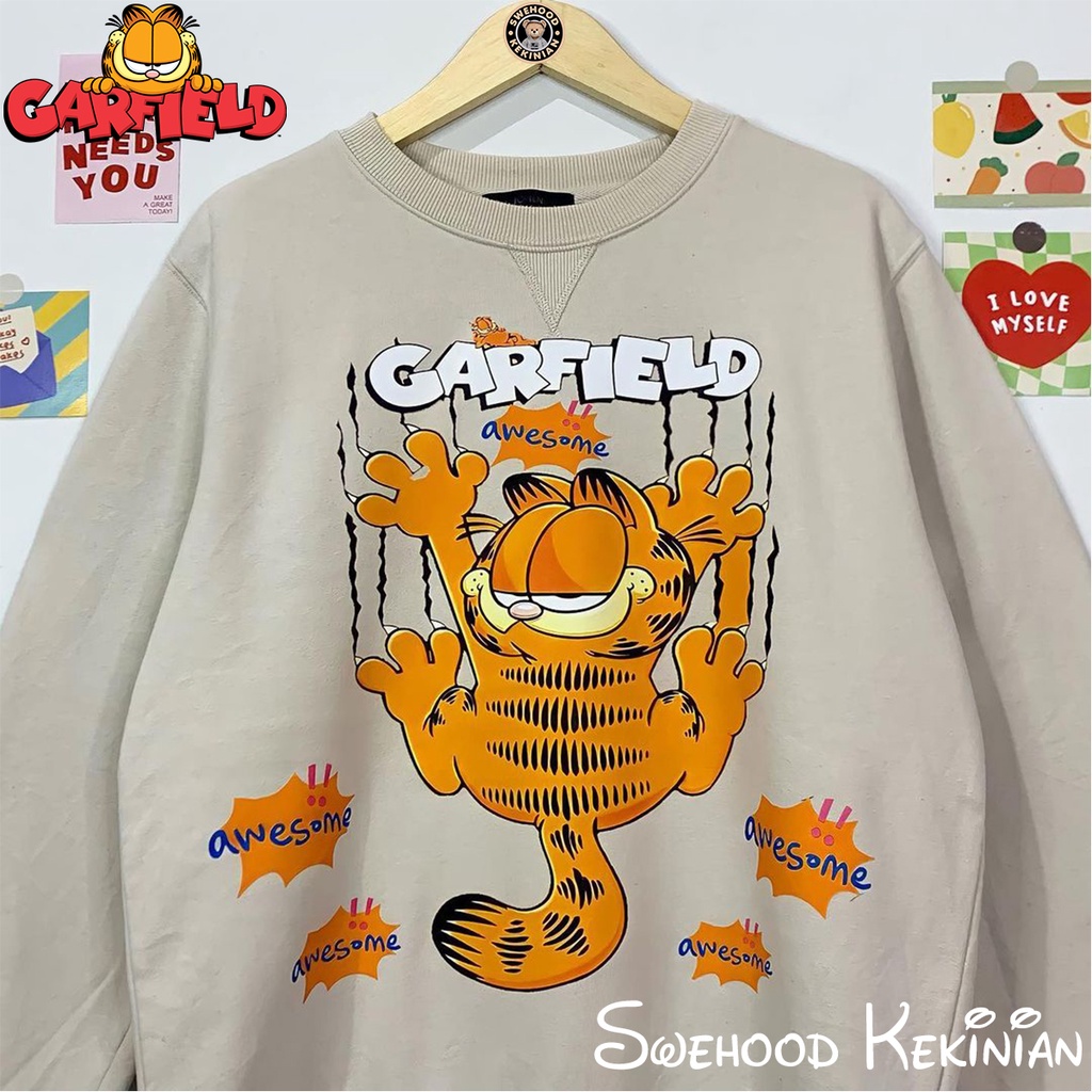 Jual GARFIELD Sweater Crewneck Kpop Outfit sweatshirt Ootd Wanita Baju ...