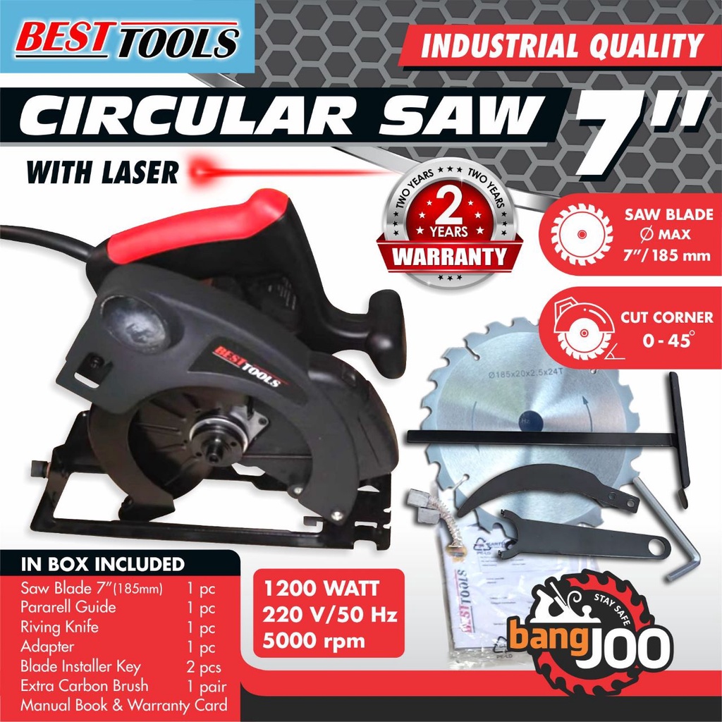 Jual mesin gergaji circular saw HEAVY DUTY 1200w BESTTOOLS BST6300ID ...