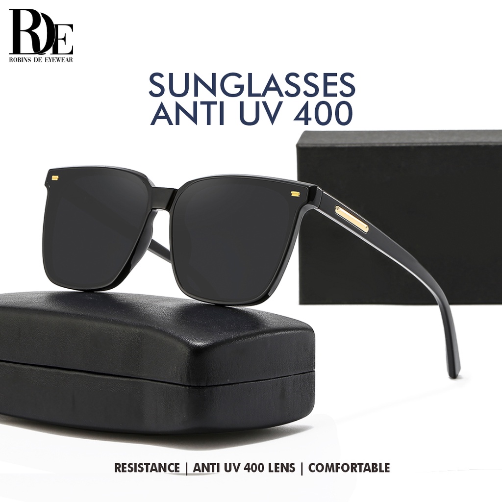 Jual Robins - Kacamata Hitam Kotak Anti Radiasi Uv400 Sunglasses Fashion Stylish Pria Wanita RDE ...