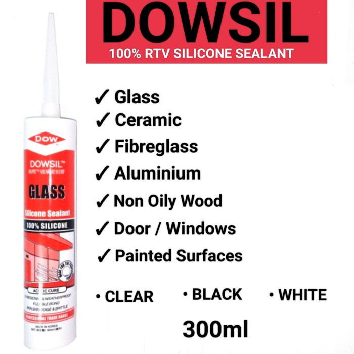 Jual Lem Lem Kaca/Aquarium/Silicone Sealant Dowsil Glass Aceticcure | Shopee Indonesia