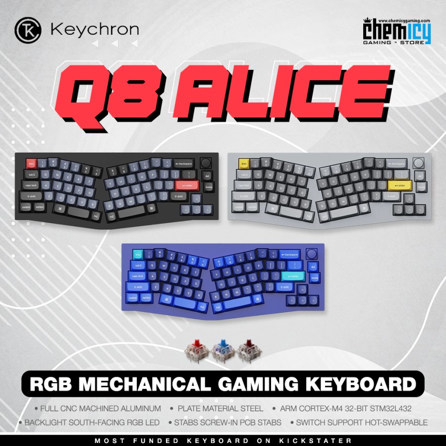 Jual Keychron Q8 QMK Alice Layout RGB Mechanical Gaming Keyboard ...