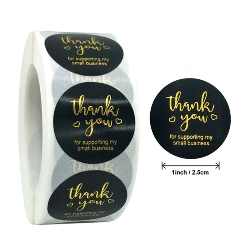 Jual Sticker Thank You Bulat Label Stiker Ucapan Terima Kasih Hitam ...