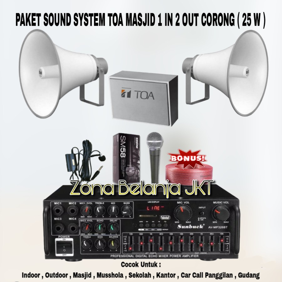 Jual PAKET SOUND SYSTEM TOA MASJID MUSHOLLA 1 IN 2 OUT SPEAKER CORONG TOA 25W MURAH BERKUALITAS ...