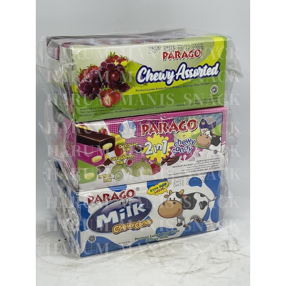 Jual 6.6 Permen Parago Chewy Assorted Milk Candy Box Permen Lunak Aneka ...