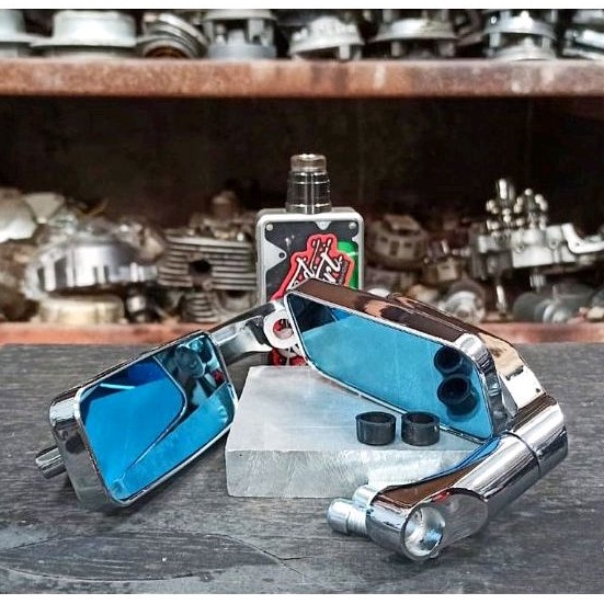 Jual spion kotak model Daytona HD tanduk posh kaca biru Jireh krom ...