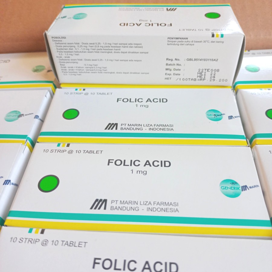 Jual Folic Acid 1mg/ Asam Folat 1 mg / Box isi 100 Tablet | Shopee ...