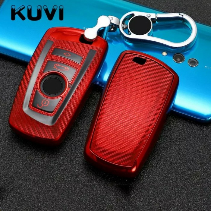Jual RED CARBON BMW REMOTE SMART KEY COVER CASE KUNCI F10 F30 X1 X3 X5 ...