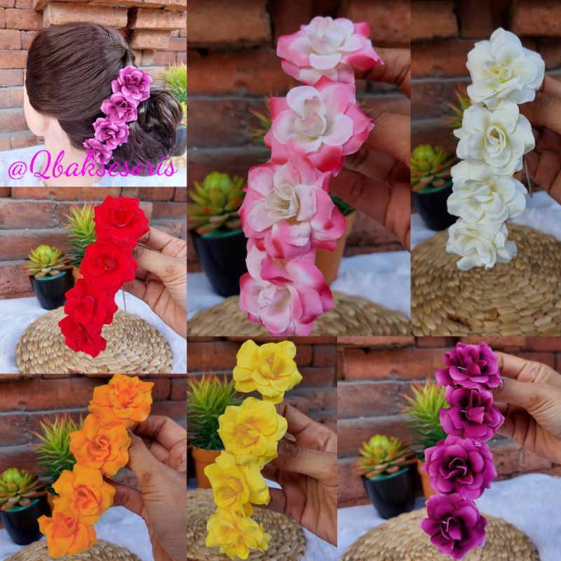 Jual SEMANGGI MAWAR BANGKOK MINI POLOS/BUNGA HAIRDO | Shopee Indonesia
