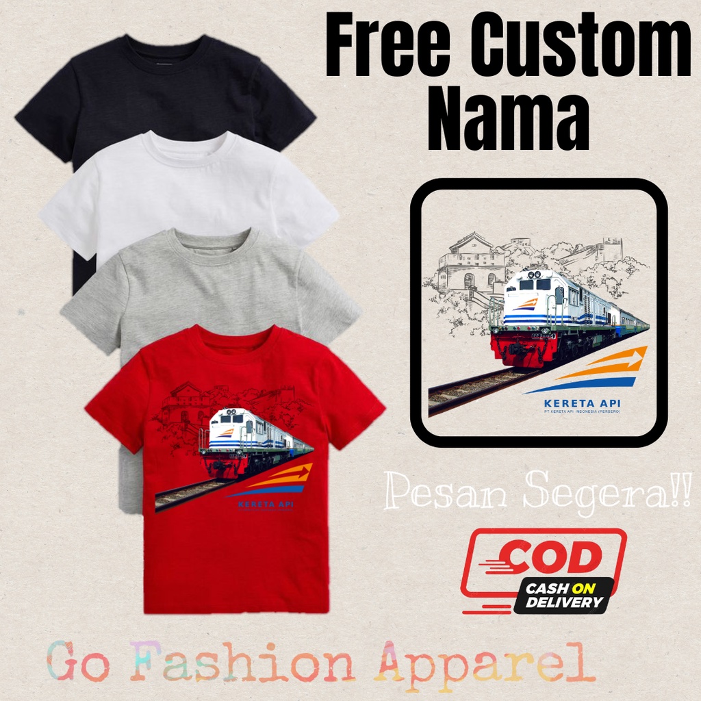 Jual Kaos Anak Custom Gambar KAI Baju Kereta Api Indonesia Anak Unisex | Bahan Premium Cotton ...