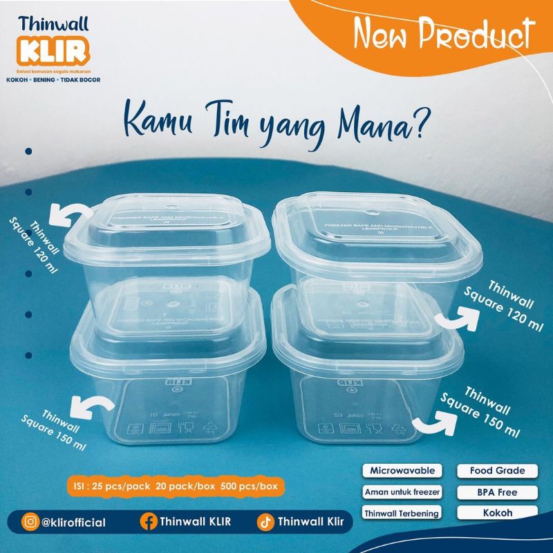 Jual Thinwall Square Mini 120ml 150 Ml Cup Dessert Thinwall Kotak