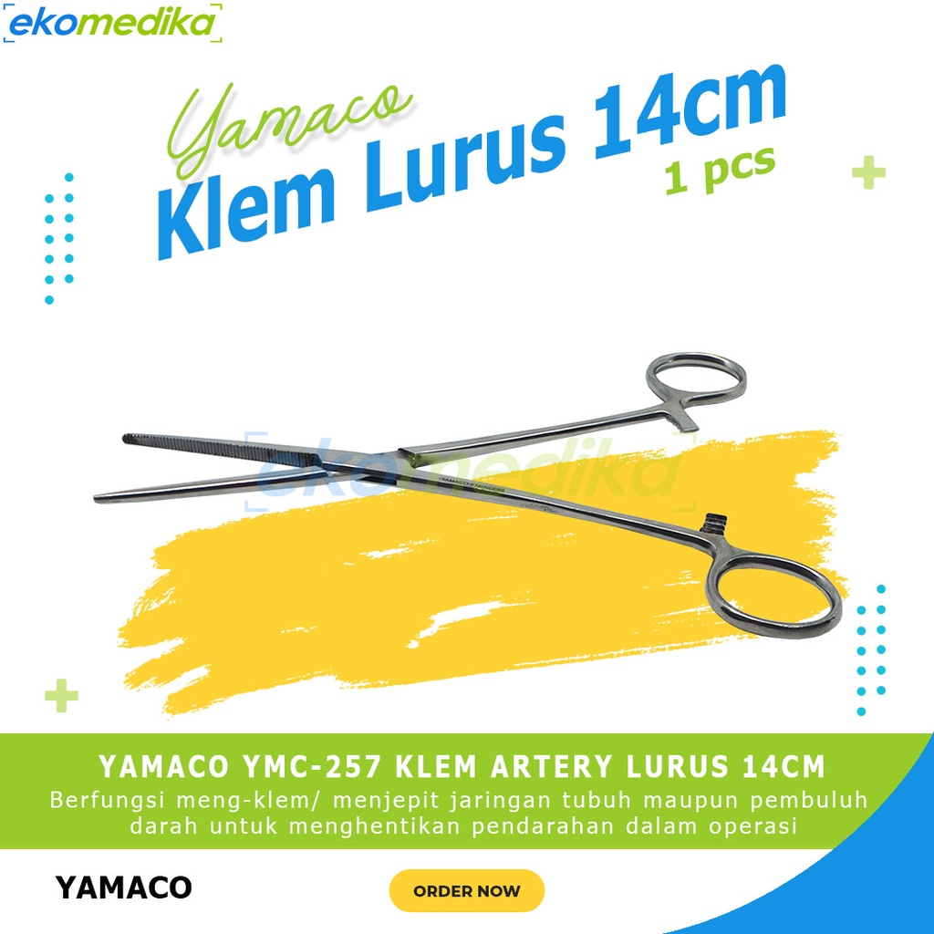 Jual Klem Lurus 14cm YAMACO YMC-257 Pean Klem Artery Lurus / Hemostat ...