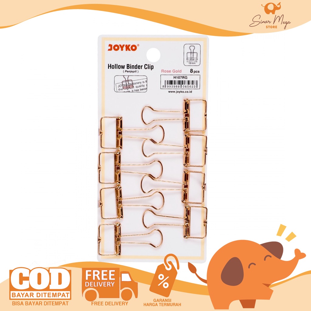 Jual Joyko Hollow Binder Clip H107RG 1 SET Isi 8pcs Rose Gold ...