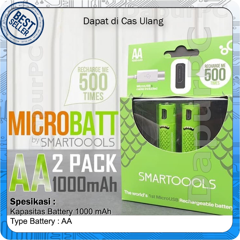 Jual Battery Cas AA MICROBATT Micro USB 1000mAh 2PCS Baterai | Shopee ...