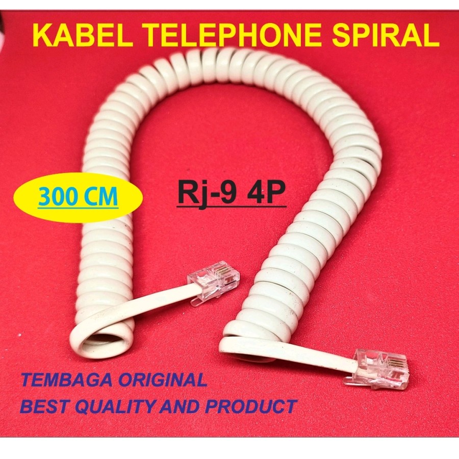 Jual KABEL TELEPHONE TELEPON SPIRAL RJ9 4P4 3M TEMBAGA TERMURAH ...
