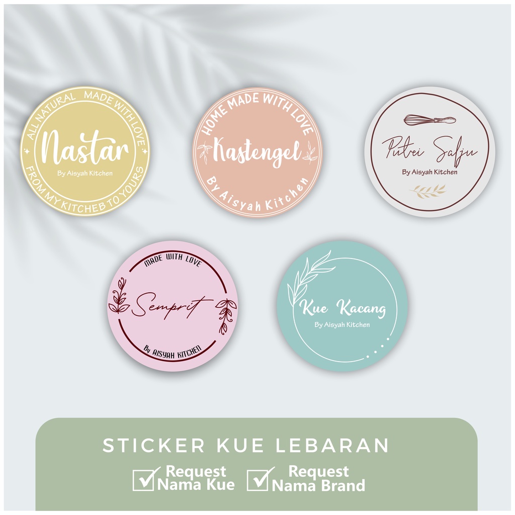 Jual Stiker Kue Lebaran / Label Kemasan Toples Kue / Stiker Kue Estetik ...